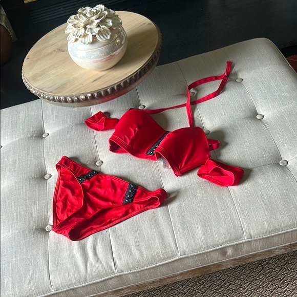 ASOS | Swim | Asos Swim Red Corset Clasp Two Piece Swim Set Size 8 ...